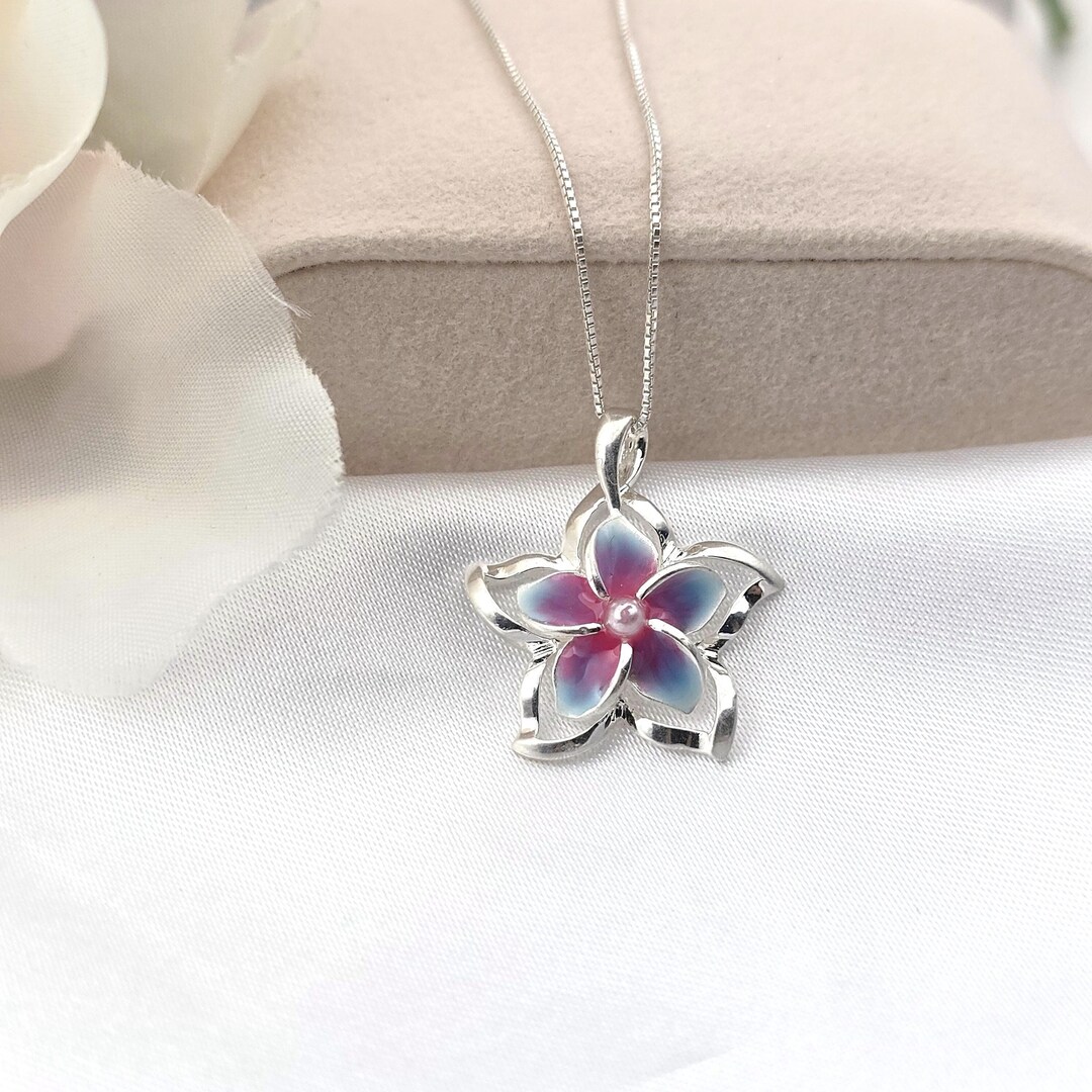Plumeria Necklace, Hawaiian Flower Jewelry, 925 Sterling Silver - Etsy
