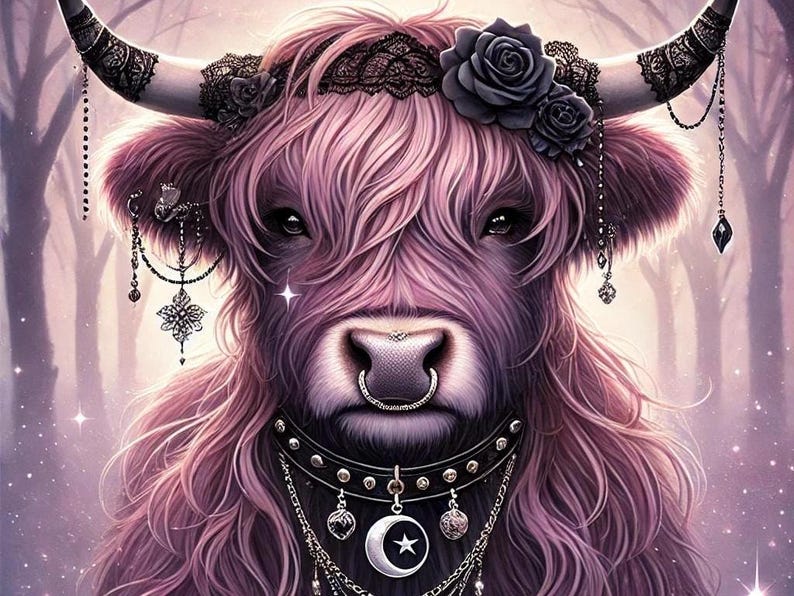 Highland Cow Goth Png - Etsy