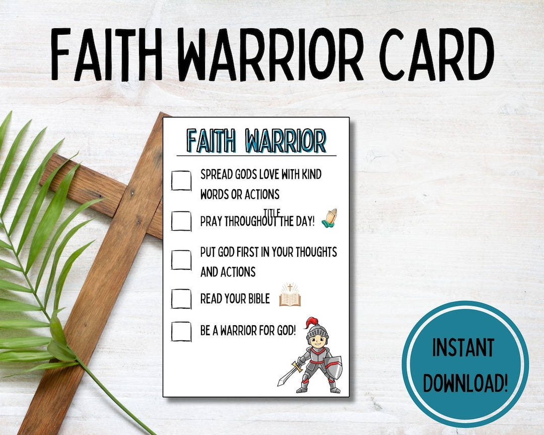 Faith Warrior Card for Kids | Prayer Card for Children | Checklist ...