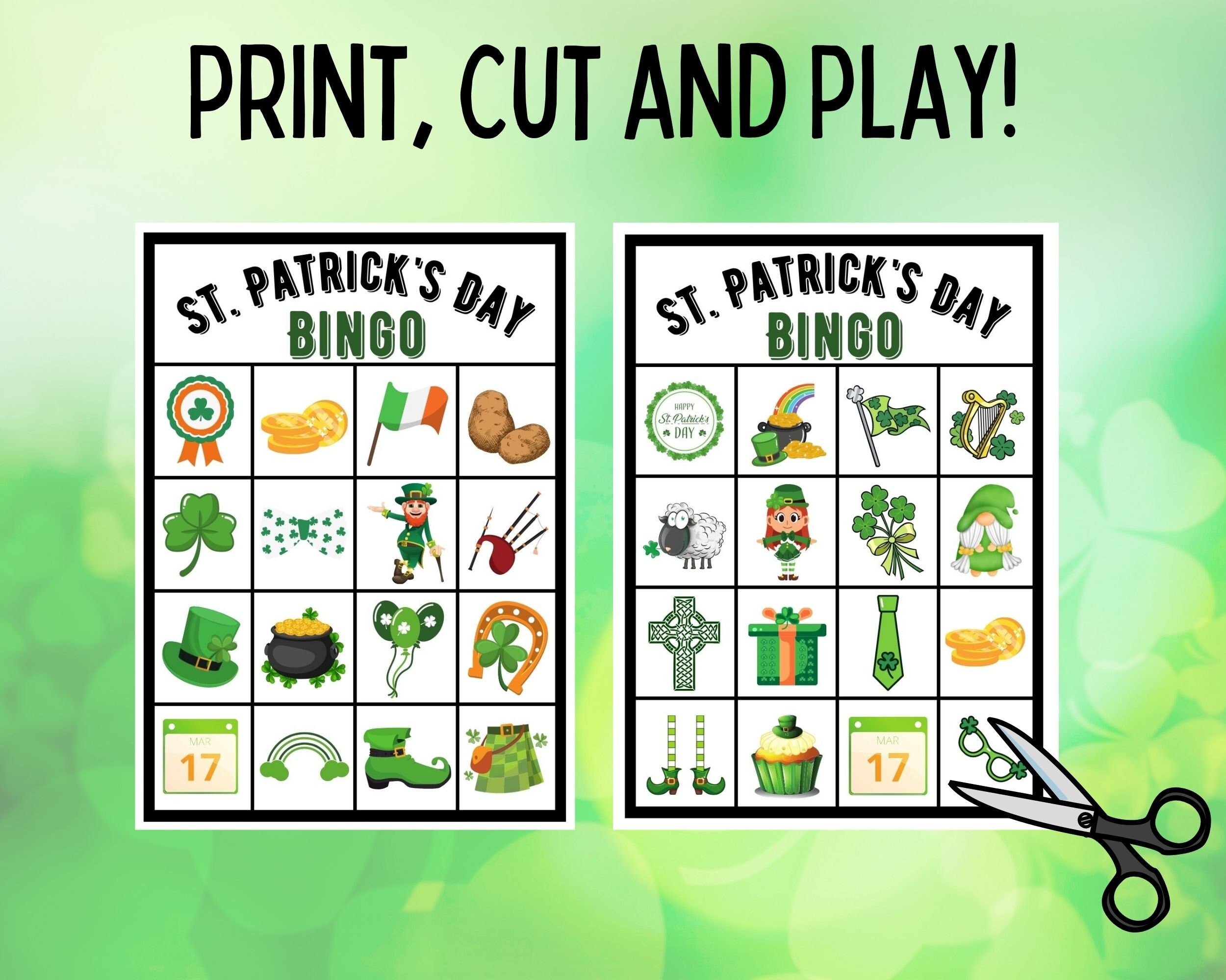 Printable St. Patrick's Day Bingo Game Children's St. Patrick's Bingo ...