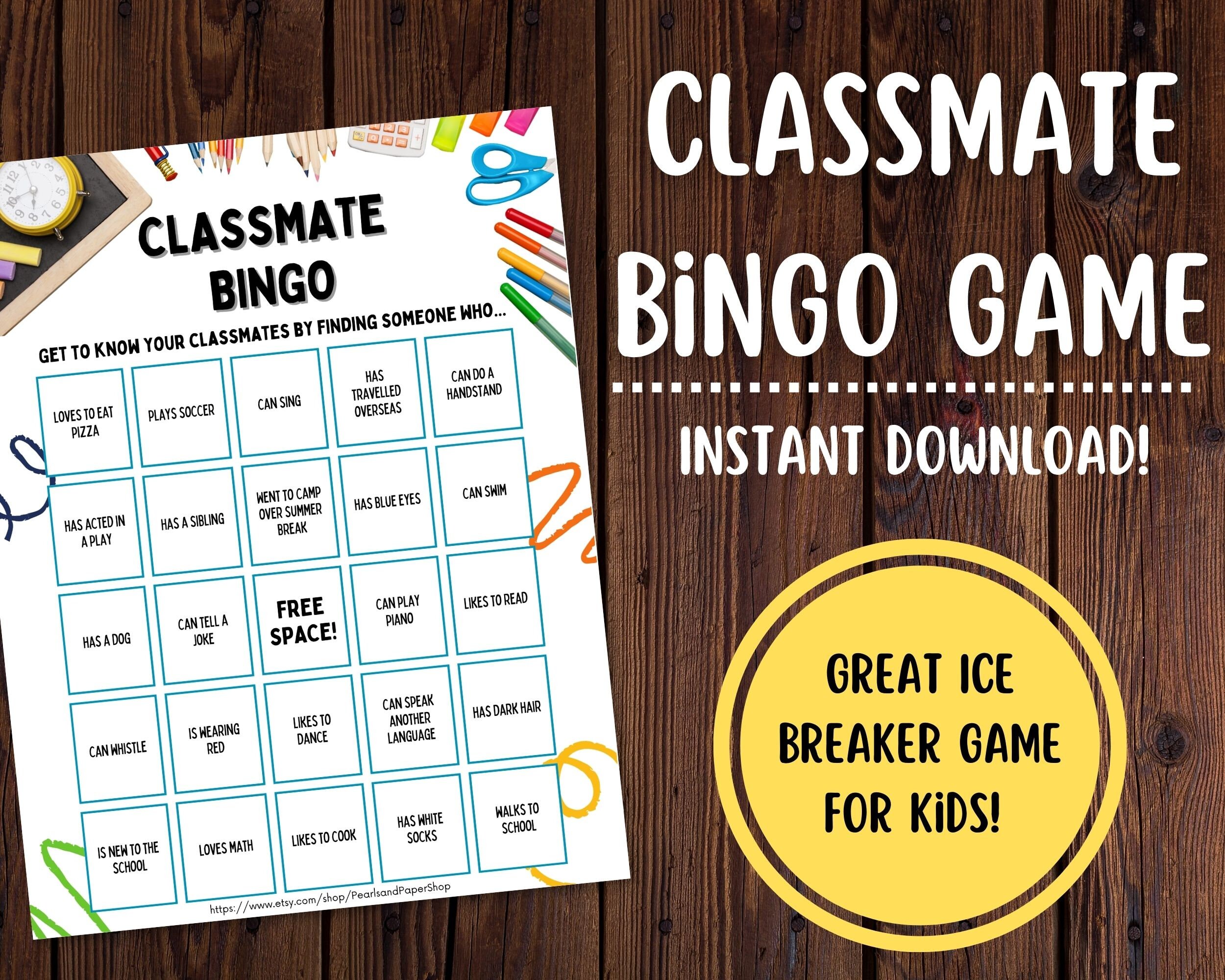 Classmate Bingo Game | School Bingo Game | Printable Bingo Game |back ...