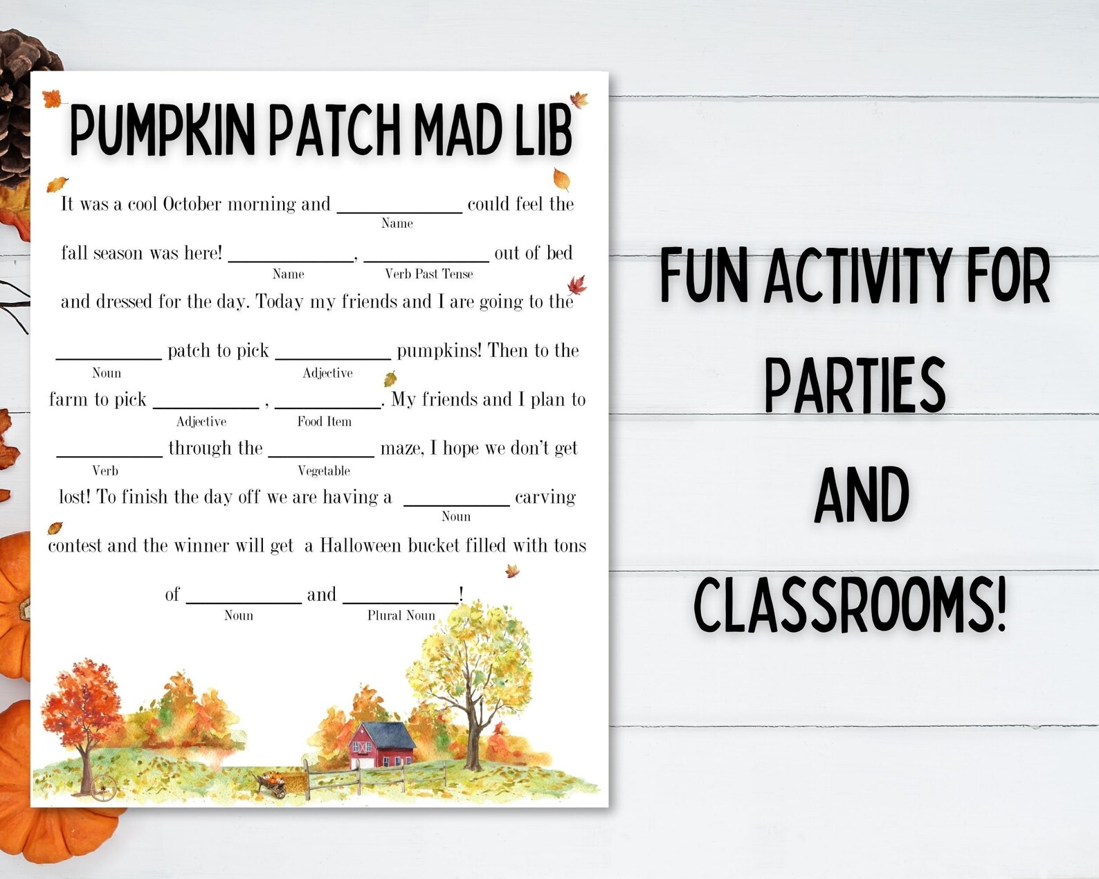Kids Fall Mad Lib Game | Pumpkin Patch Kids Game | Fall Word Games ...