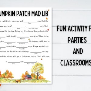 Kids Fall Mad Lib Game | Pumpkin Patch Kids Game | Fall Word Games ...