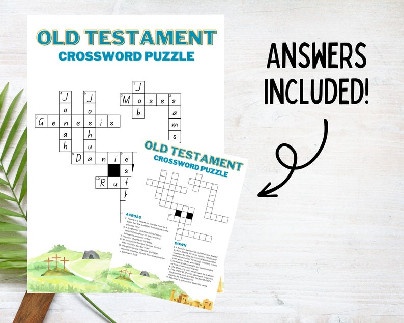 Old Testament Crossword Puzzle Bible School Games Sunday School Word ...