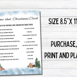 Christmas Carol Matching Game | Printable Christmas Game | Printable ...