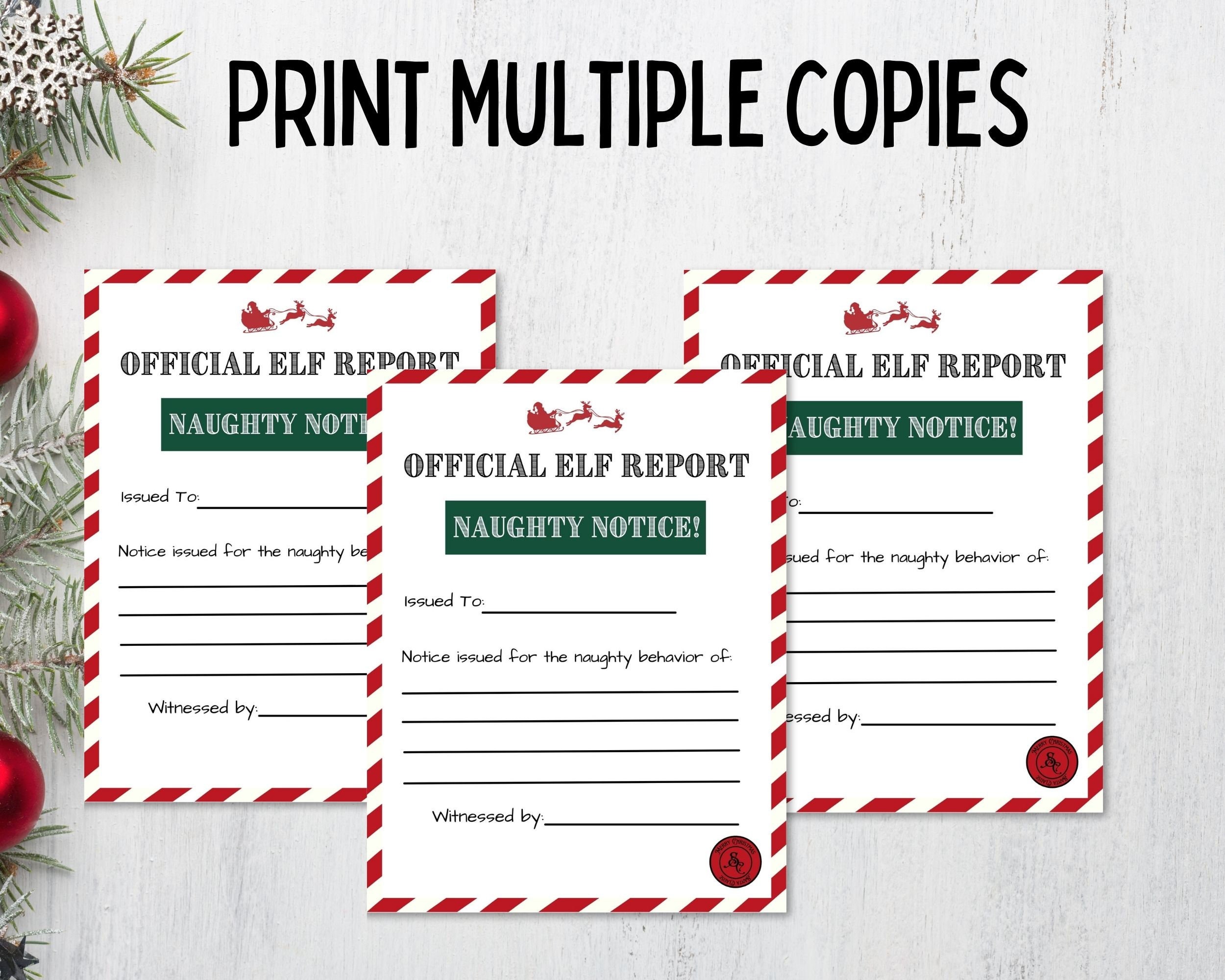 Naughty and Nice Elf Report | Printable Christmas Elf Report ...