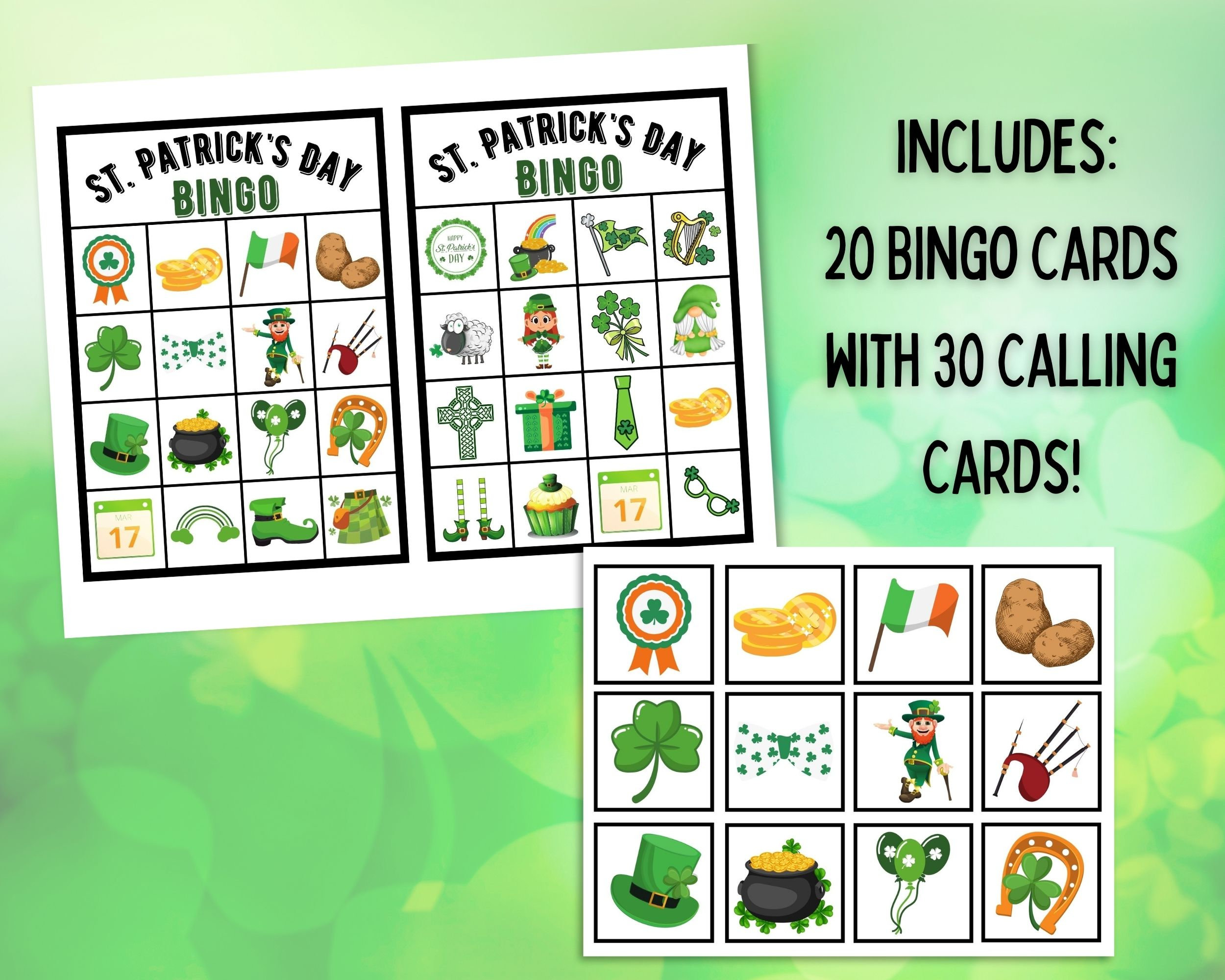 Printable St. Patrick's Day Bingo Game Children's St. Patrick's Bingo ...