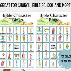 Kids Bible Bingo Game Bible Character Bingo Kids Faith Bingo Game ...