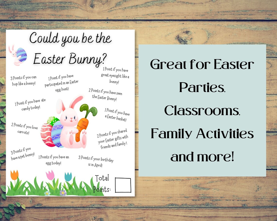 Printable Could You Be the Easter Bunny Game, Children's Easter Game ...