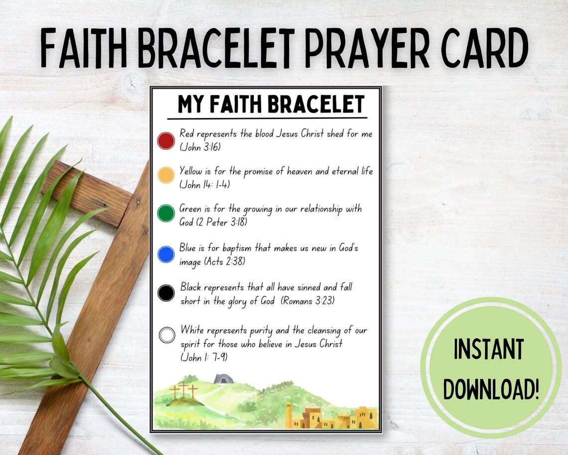 Printable Faith Bracelet Prayer Card | Salvation Bracelet Card ...