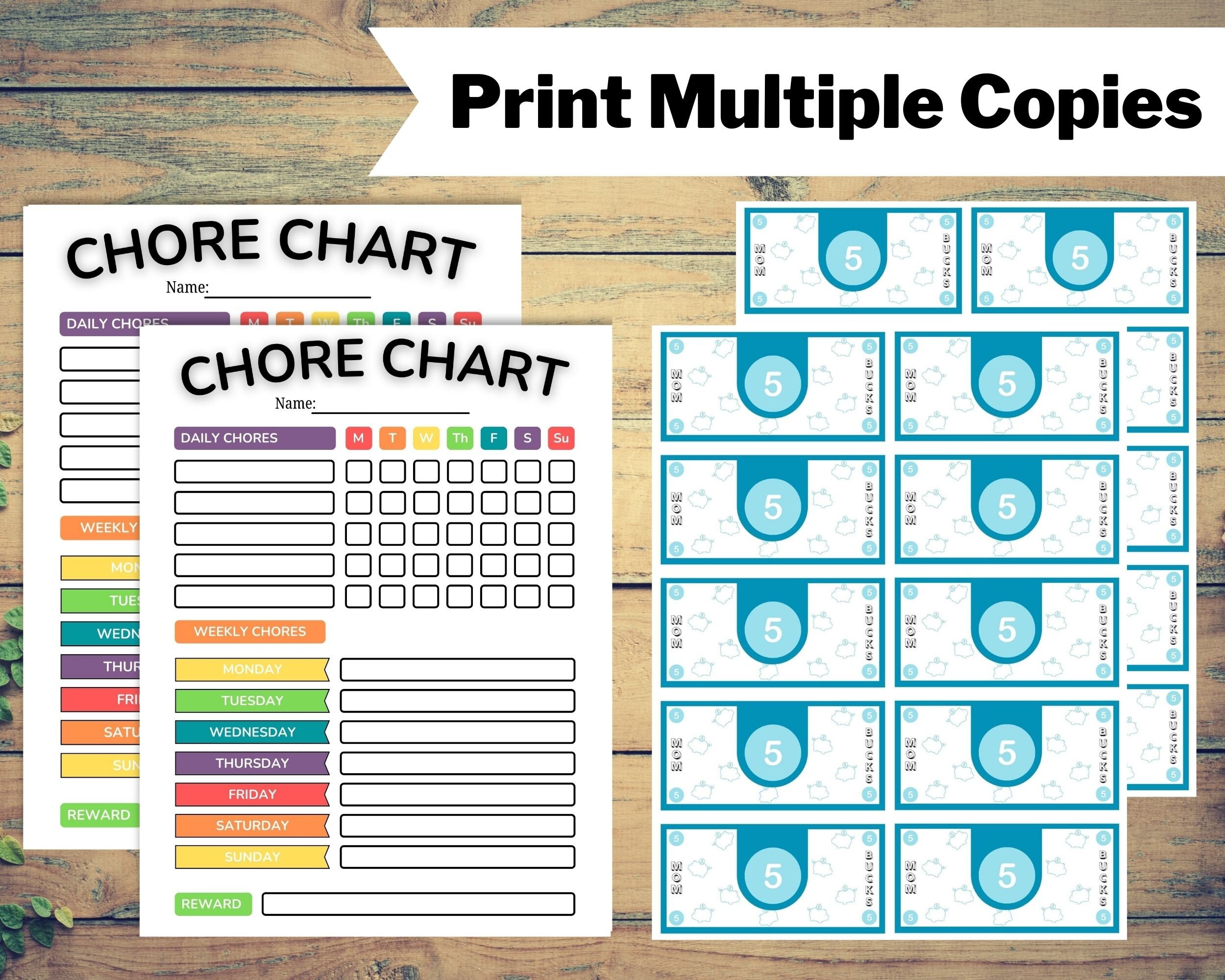 Kids Chore Chart | Mom Bucks Printable | Kids Behavior Bucks | Instant ...