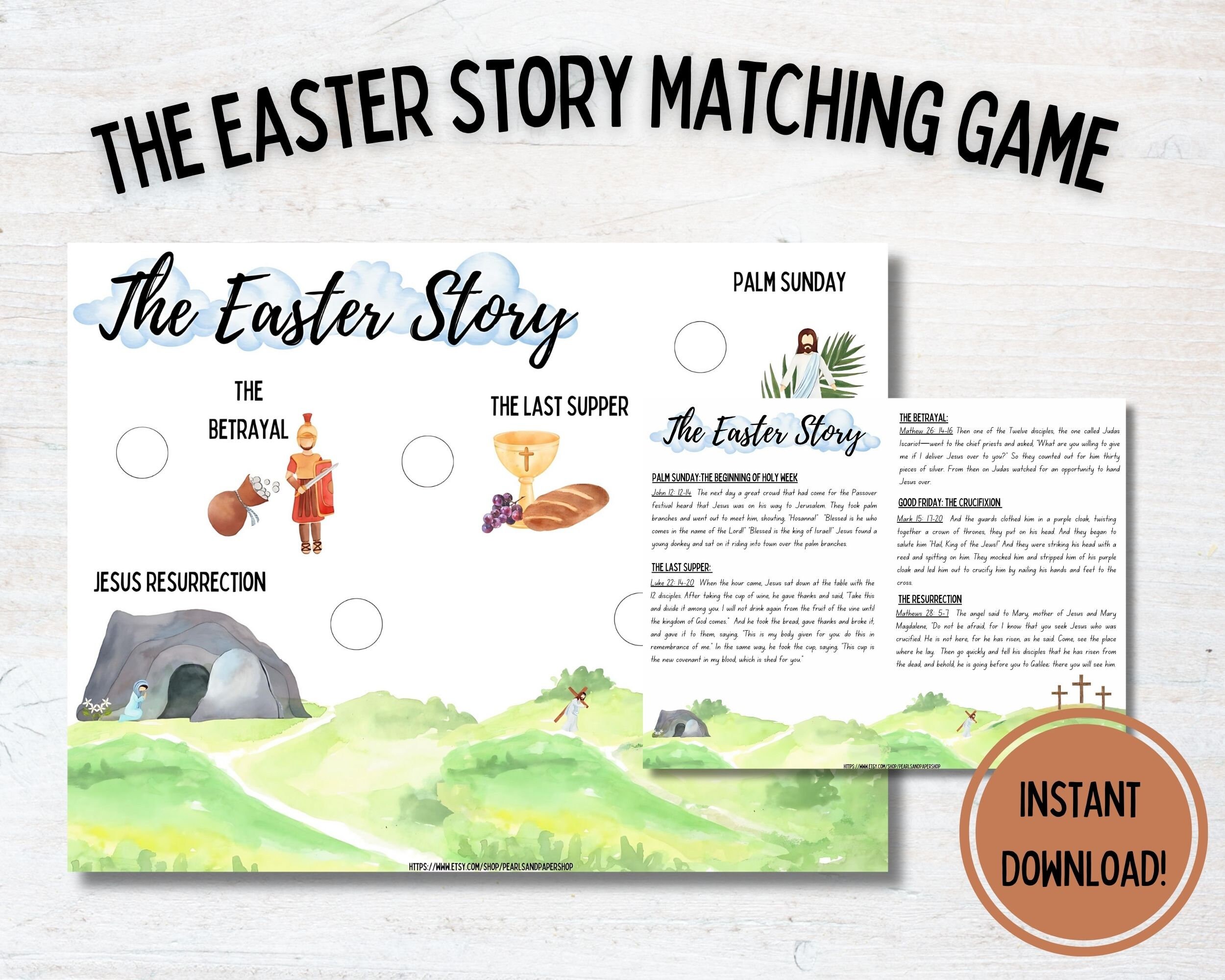 Easter Story Matching Game | Easter Activity for Kids | Easter Game for ...