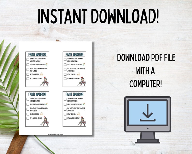 Faith Warrior Card for Kids Prayer Card for Children Checklist Worship ...