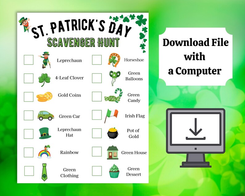 Printable St. Patrick's Day Scavenger Hunt St. - Etsy