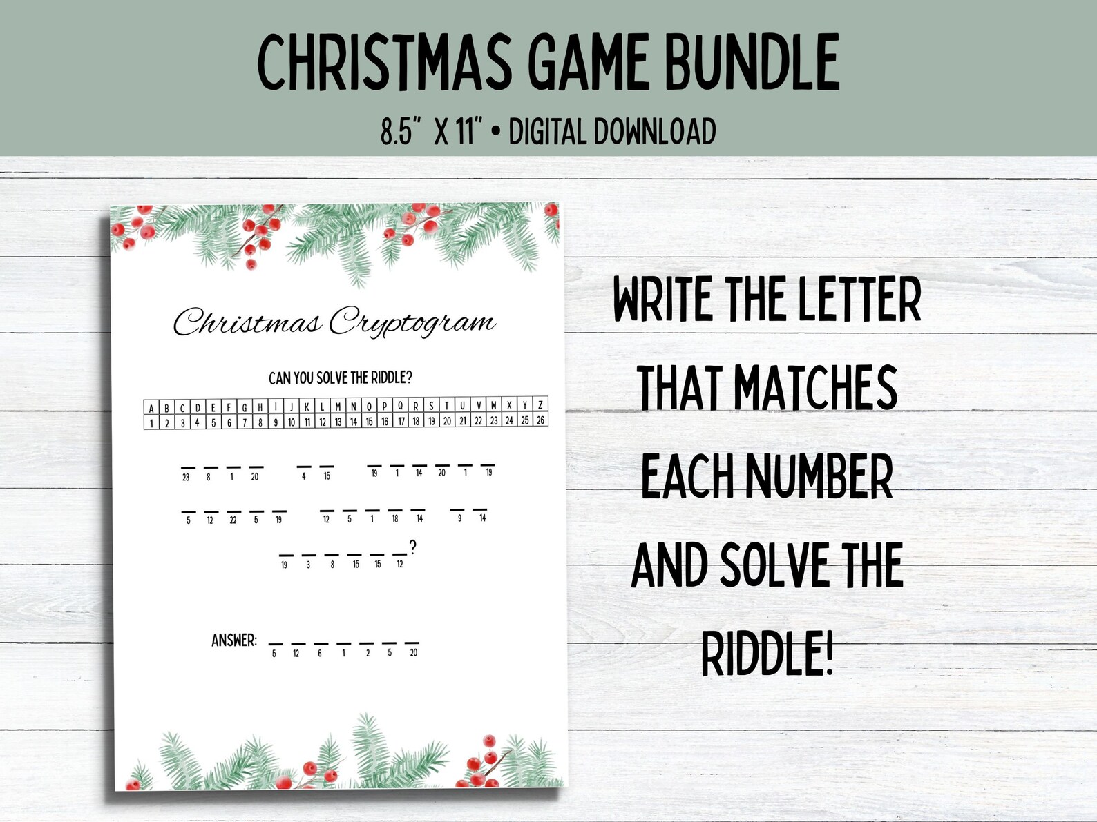 Printable Christmas Party Games | Holiday Game Night | Holiday Party ...