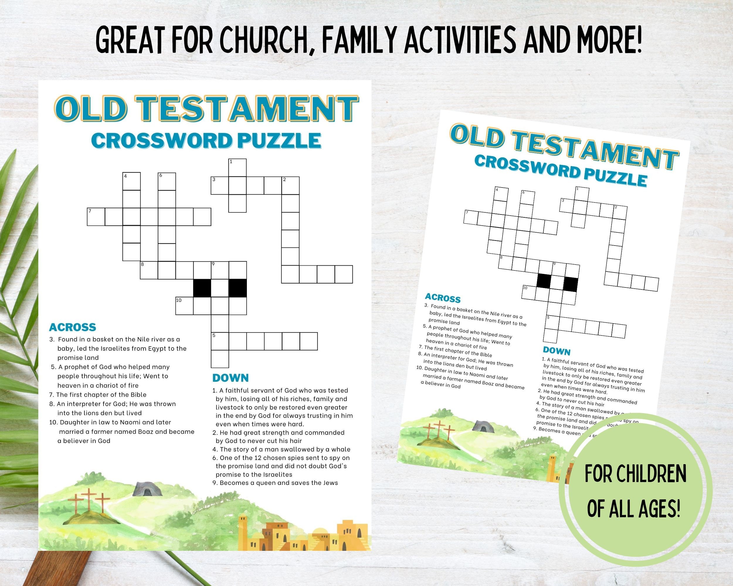 Old Testament Crossword Puzzle | Bible School Games | Sunday School ...
