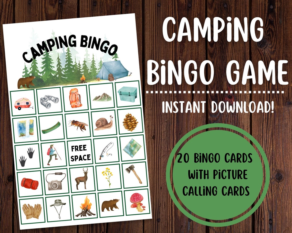 Camping Bingo Game Printable Camping Bingo Nature Bingo - Etsy