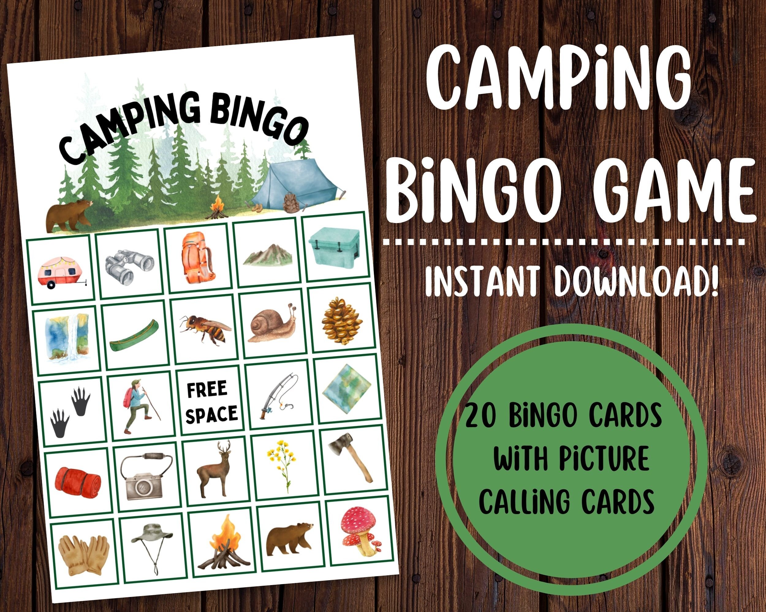 Camping Bingo Game | Printable Camping Bingo | Nature Bingo Game ...