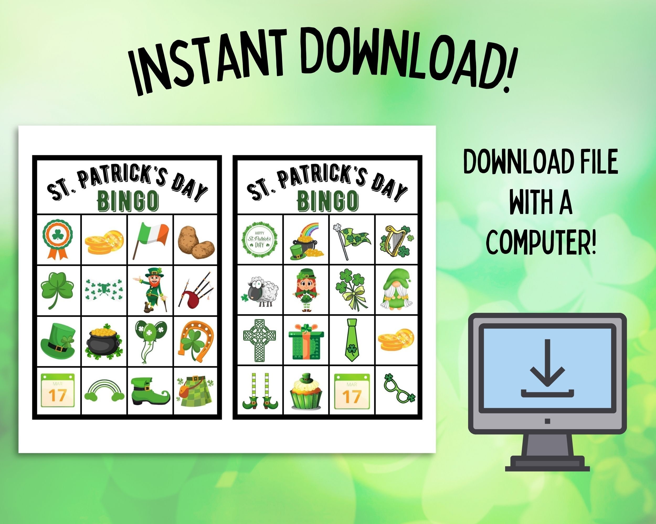 Printable St. Patrick's Day Bingo Game Children's St. Patrick's Bingo ...