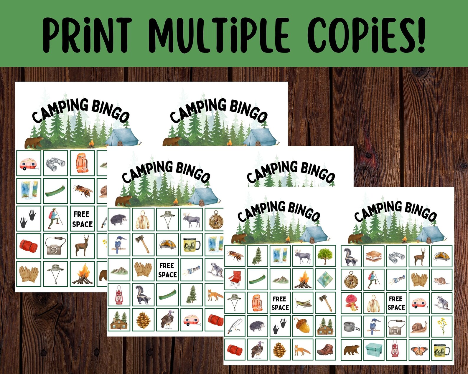 Camping Bingo Game Printable Camping Bingo Nature Bingo - Etsy