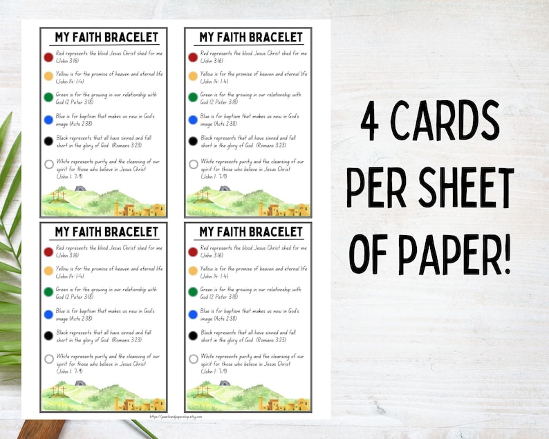 Printable Faith Bracelet Prayer Card | Salvation Bracelet Card ...