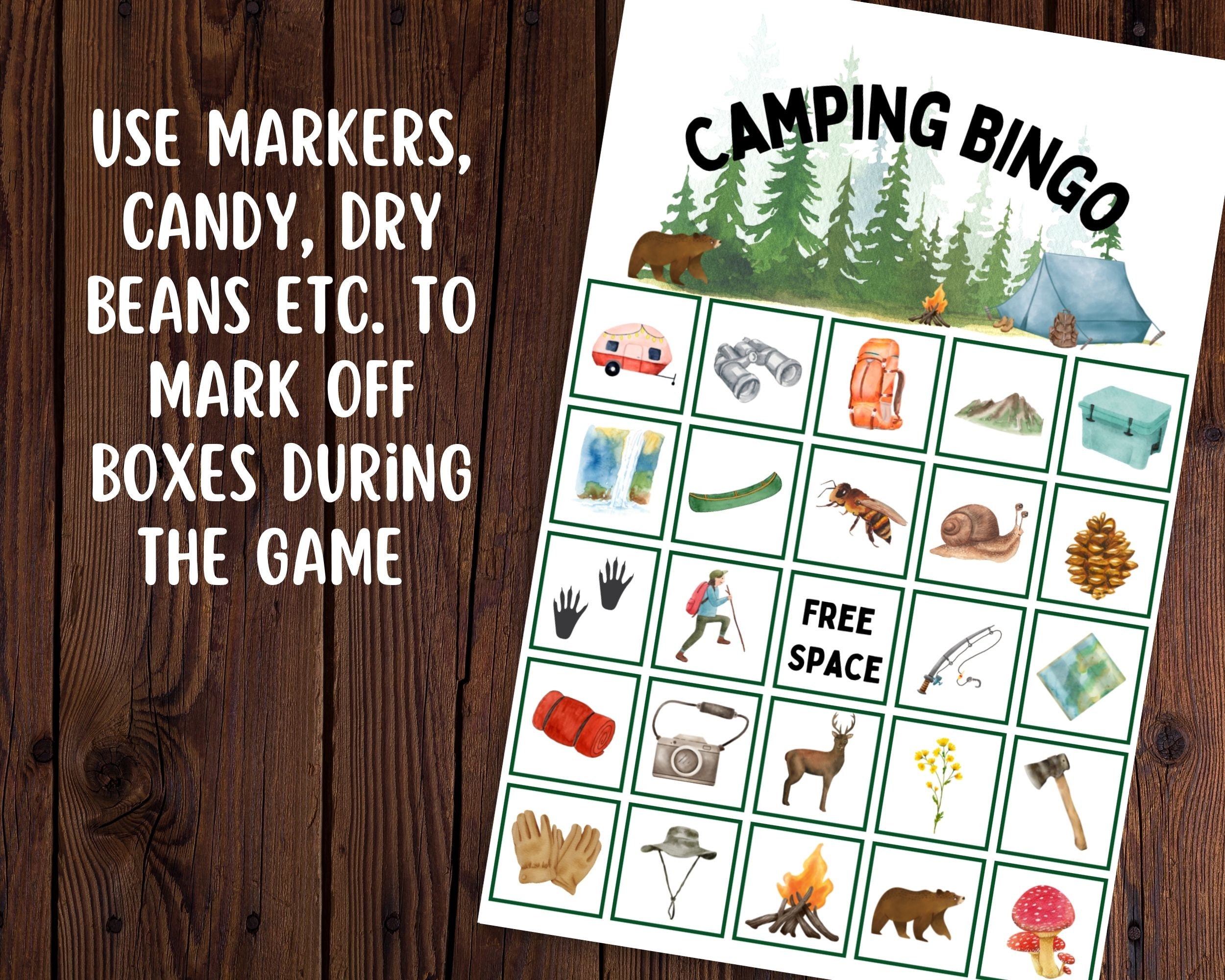 Camping Bingo Game | Printable Camping Bingo | Nature Bingo Game ...
