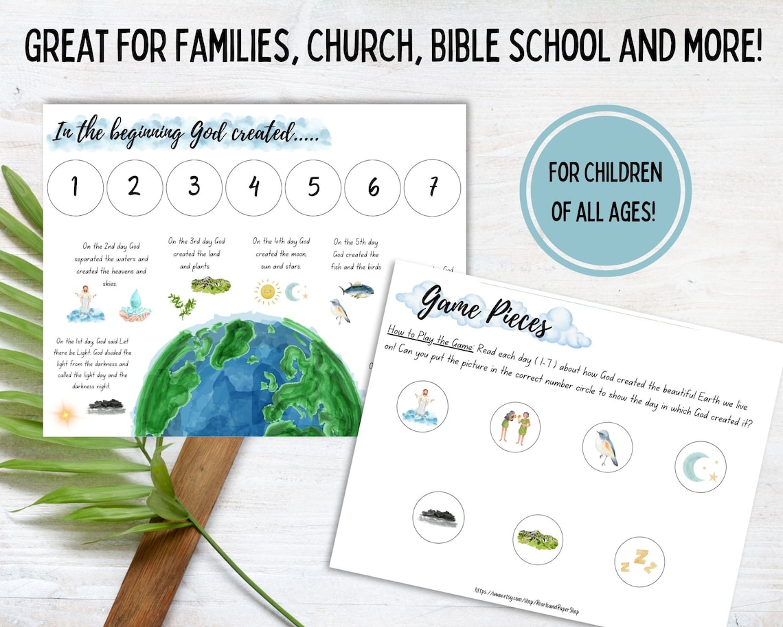 Kids Bible Story Matching Game |7 Days of Creation Game | Christian ...