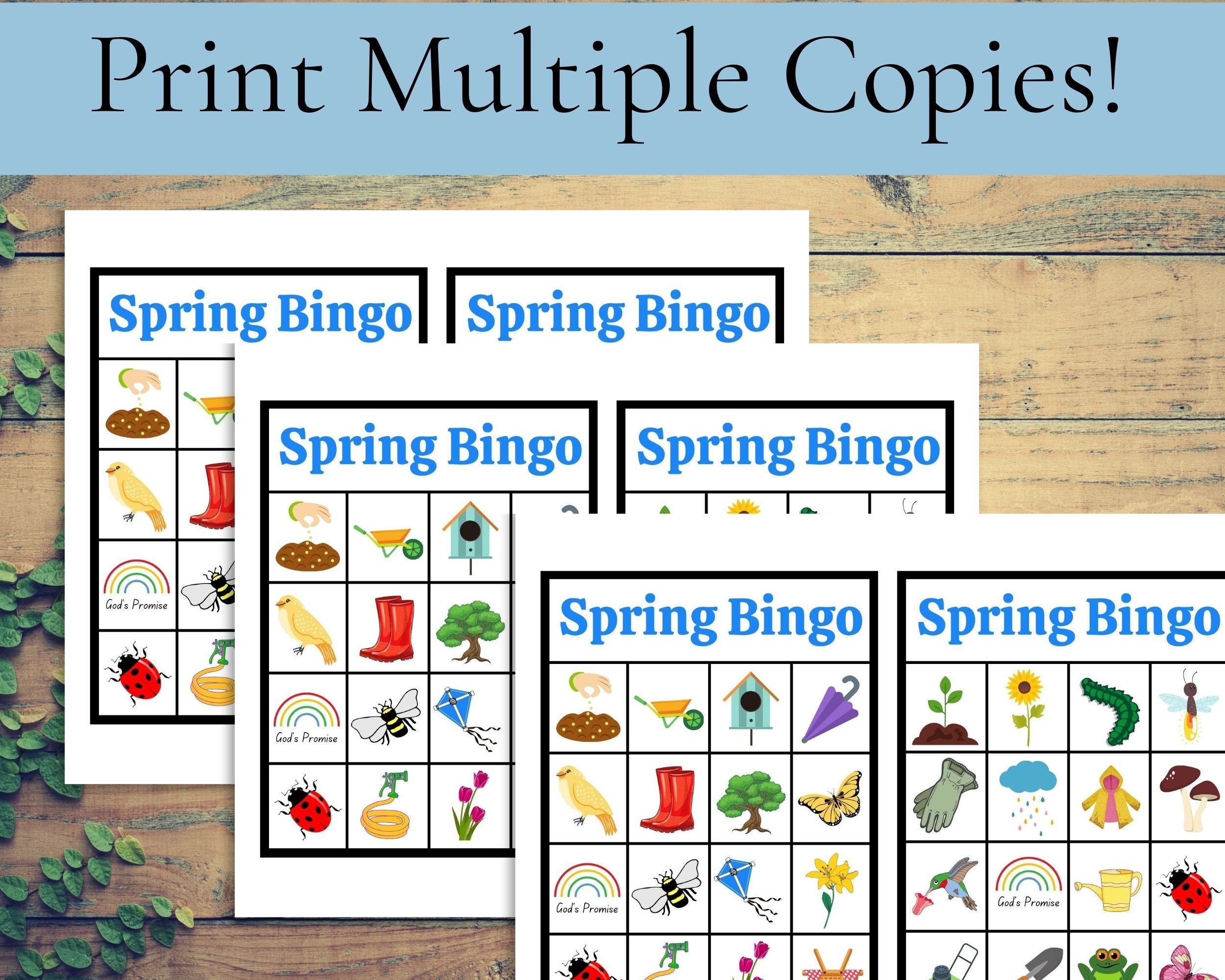 Printable Spring Bingo Game Children's Spring Bingo Game - Etsy
