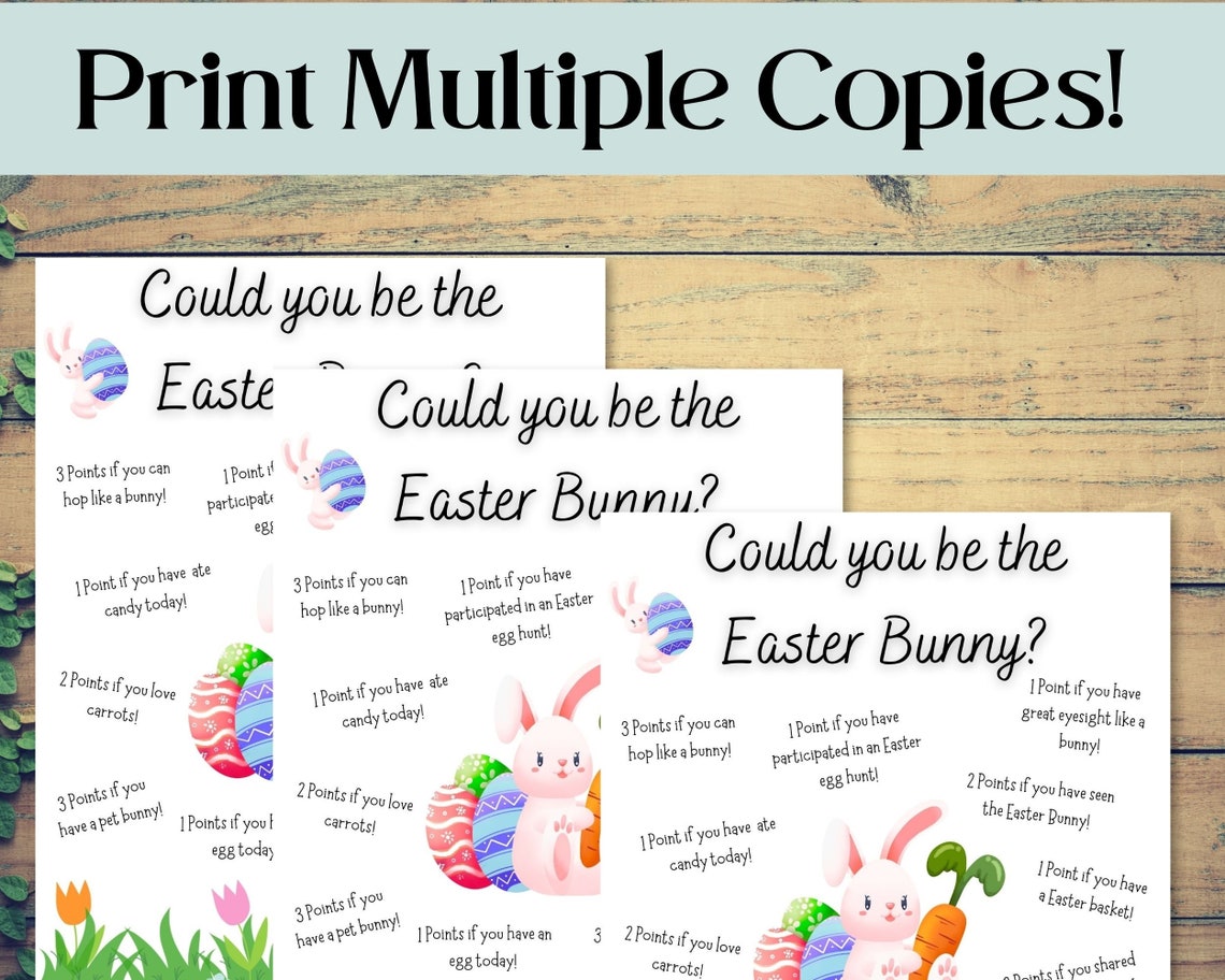 Printable Could You Be the Easter Bunny Game, Children's Easter Game ...