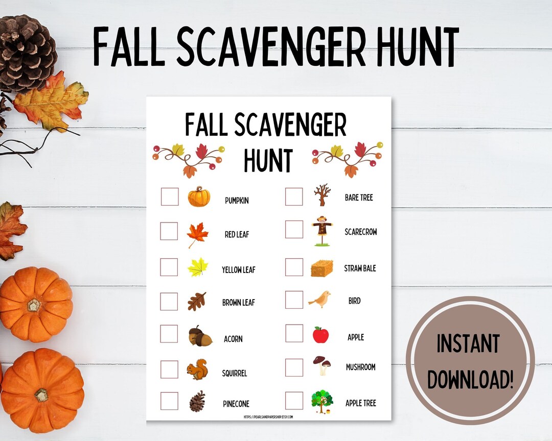 Fall Scavenger Hunt | Printable Autumn Games | Kids Fall Games ...