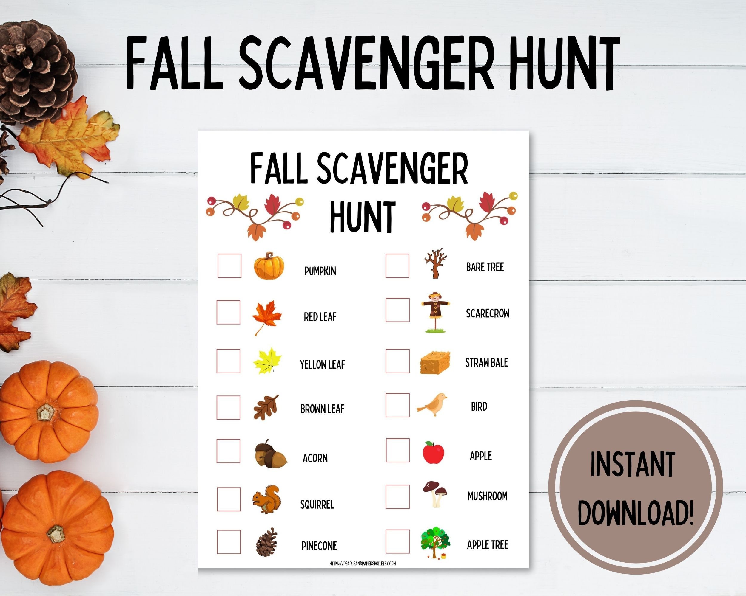 Fall Scavenger Hunt | Printable Autumn Games | Kids Fall Games ...