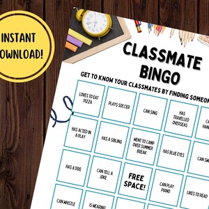 Classmate Bingo Game | School Bingo Game | Printable Bingo Game |back ...