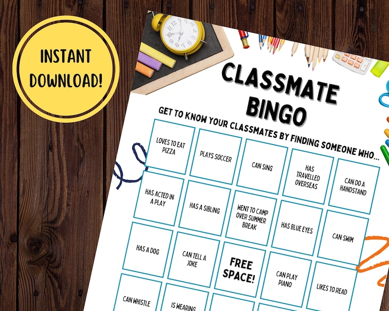 Classmate Bingo Game | School Bingo Game | Printable Bingo Game |back ...