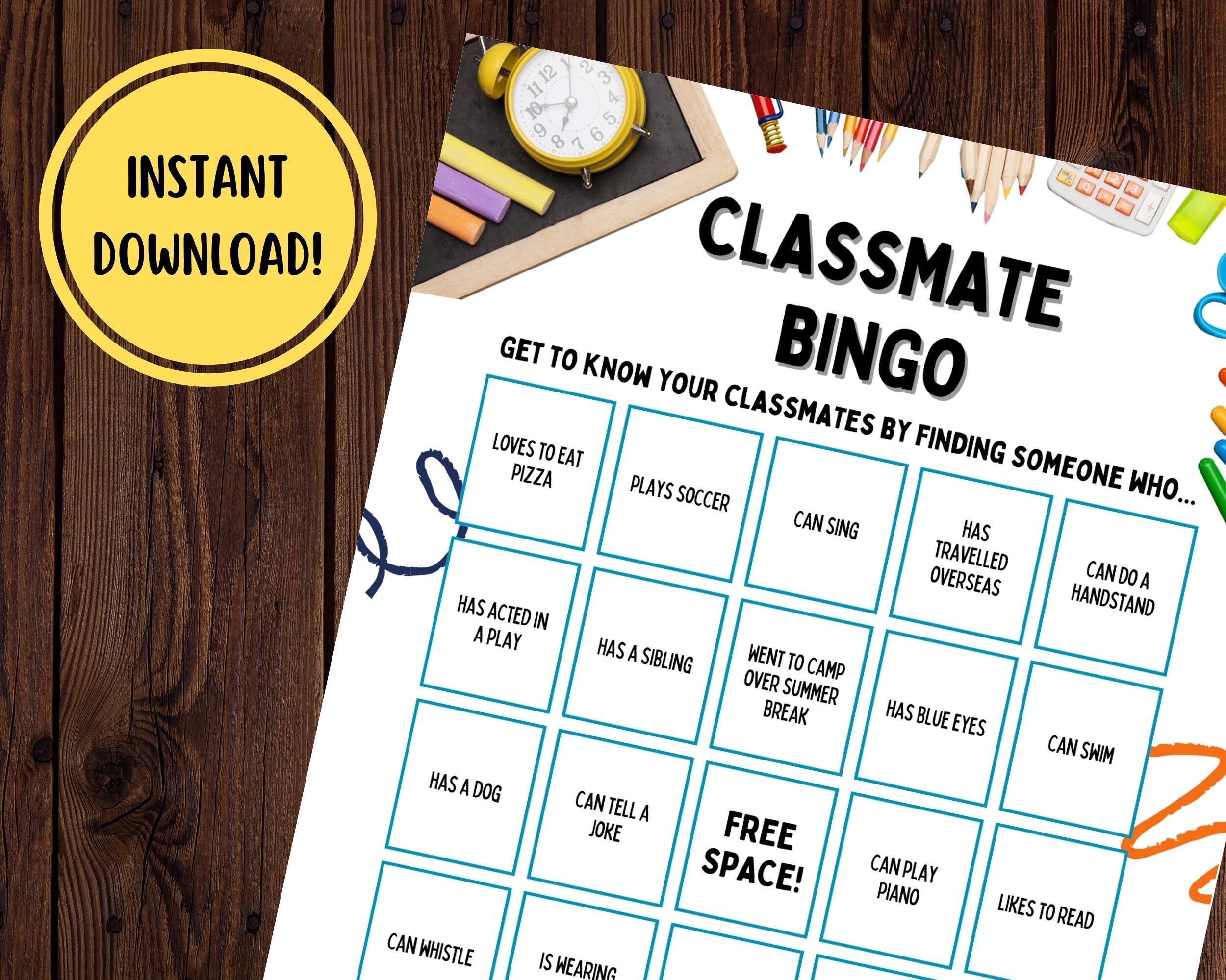Classmate Bingo Game | School Bingo Game | Printable Bingo Game |back ...