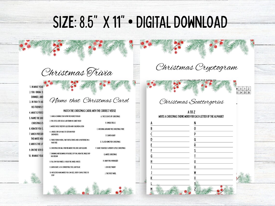 Printable Christmas Party Games Holiday Game Night Holiday Party Games ...