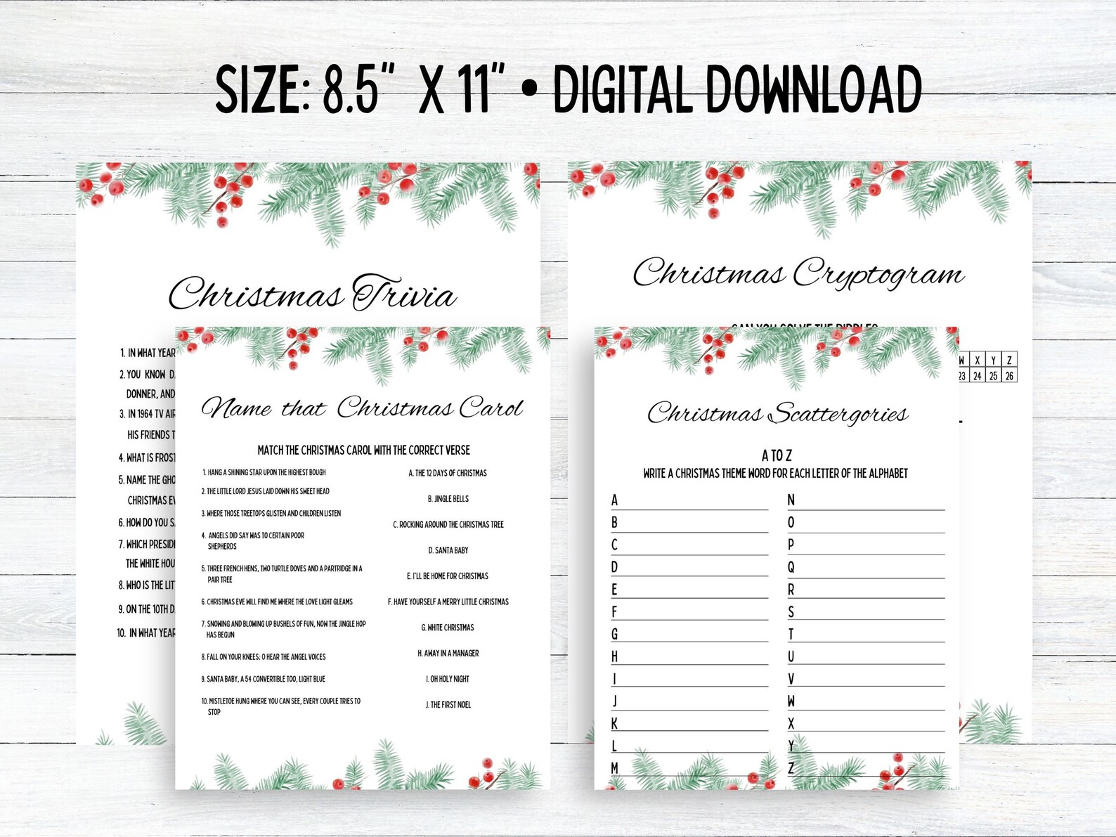Printable Christmas Party Games | Holiday Game Night | Holiday Party ...