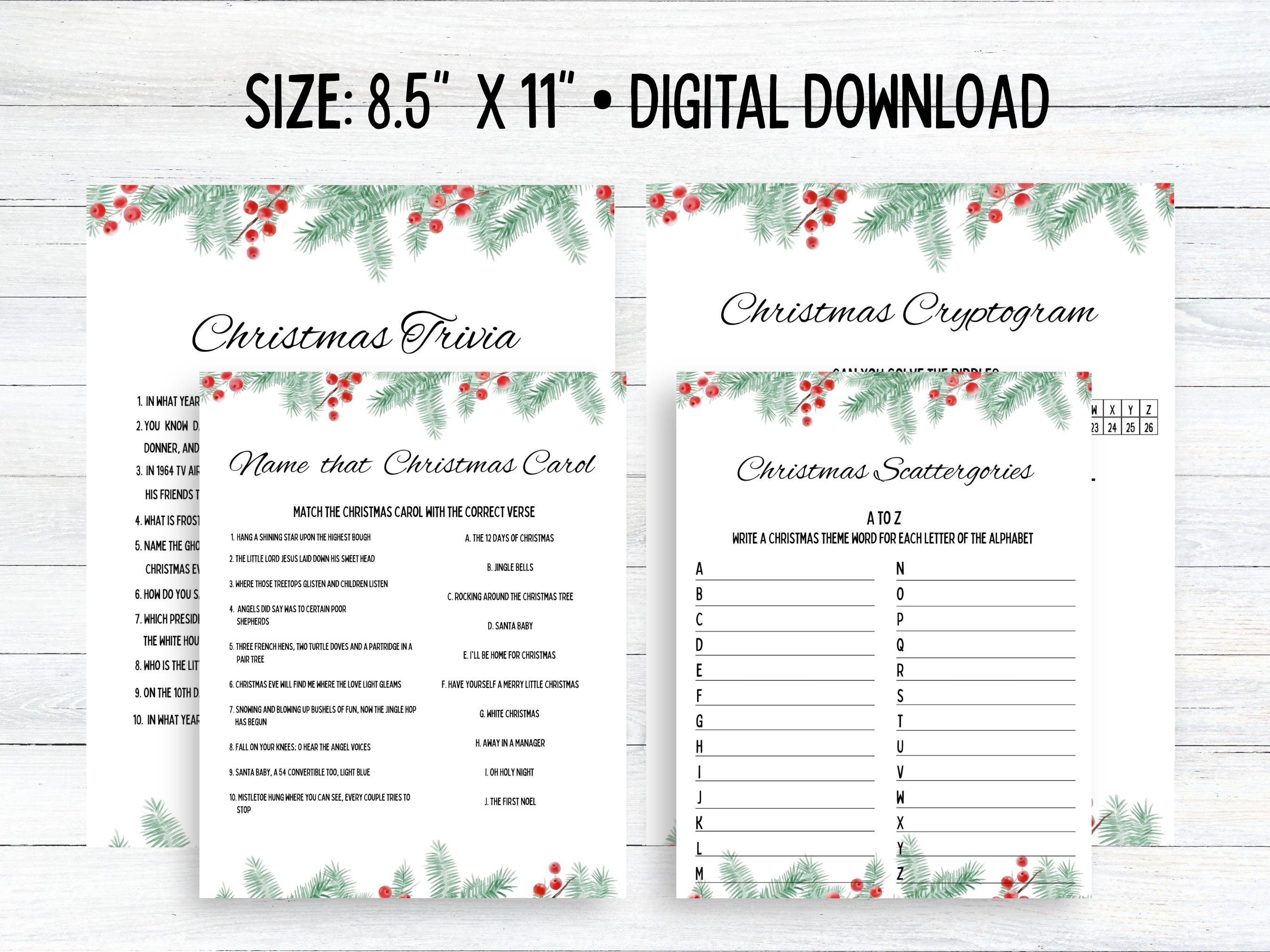 Printable Christmas Party Games | Holiday Game Night | Holiday Party ...