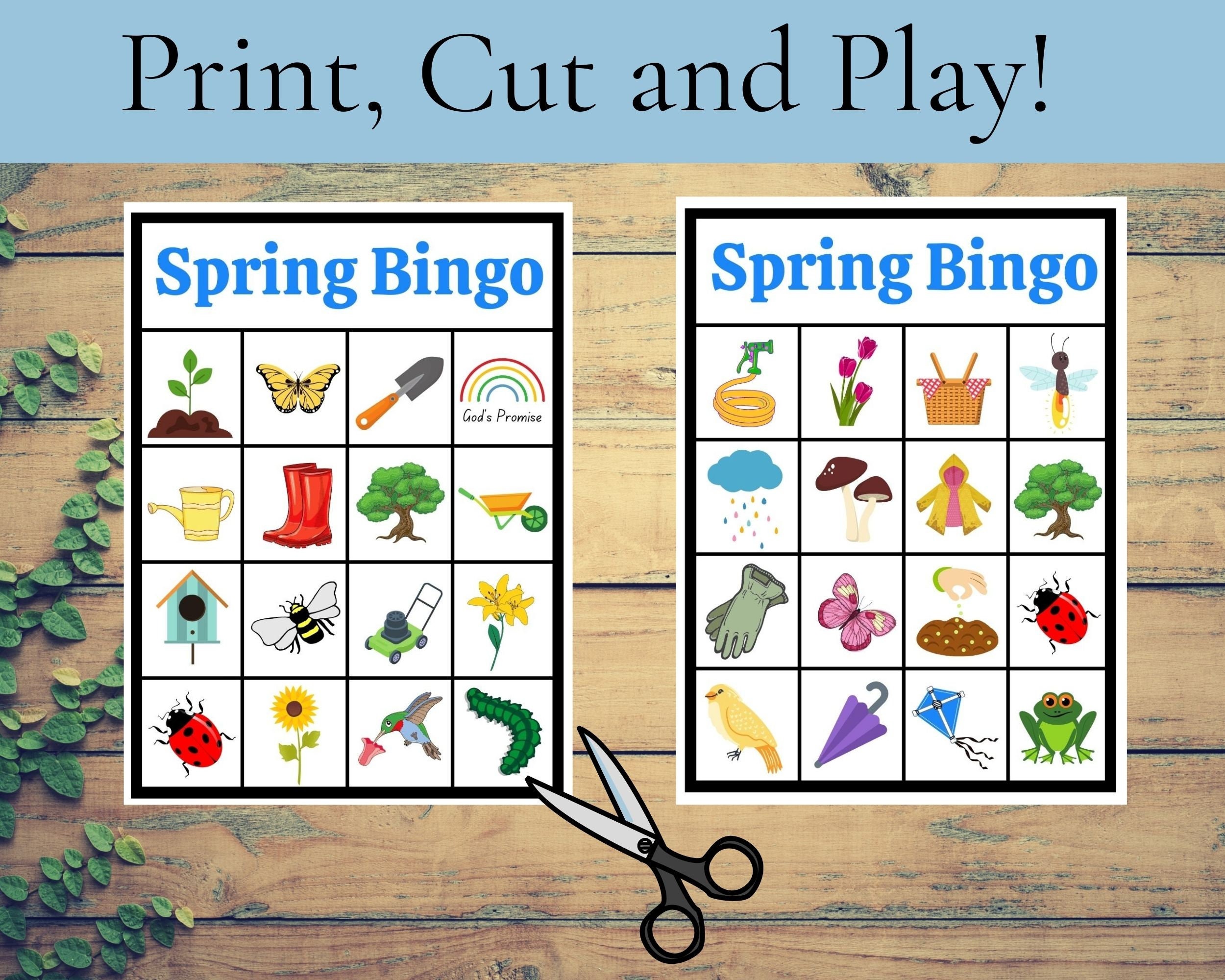 Printable Spring Bingo Game Children's Spring Bingo Game - Etsy
