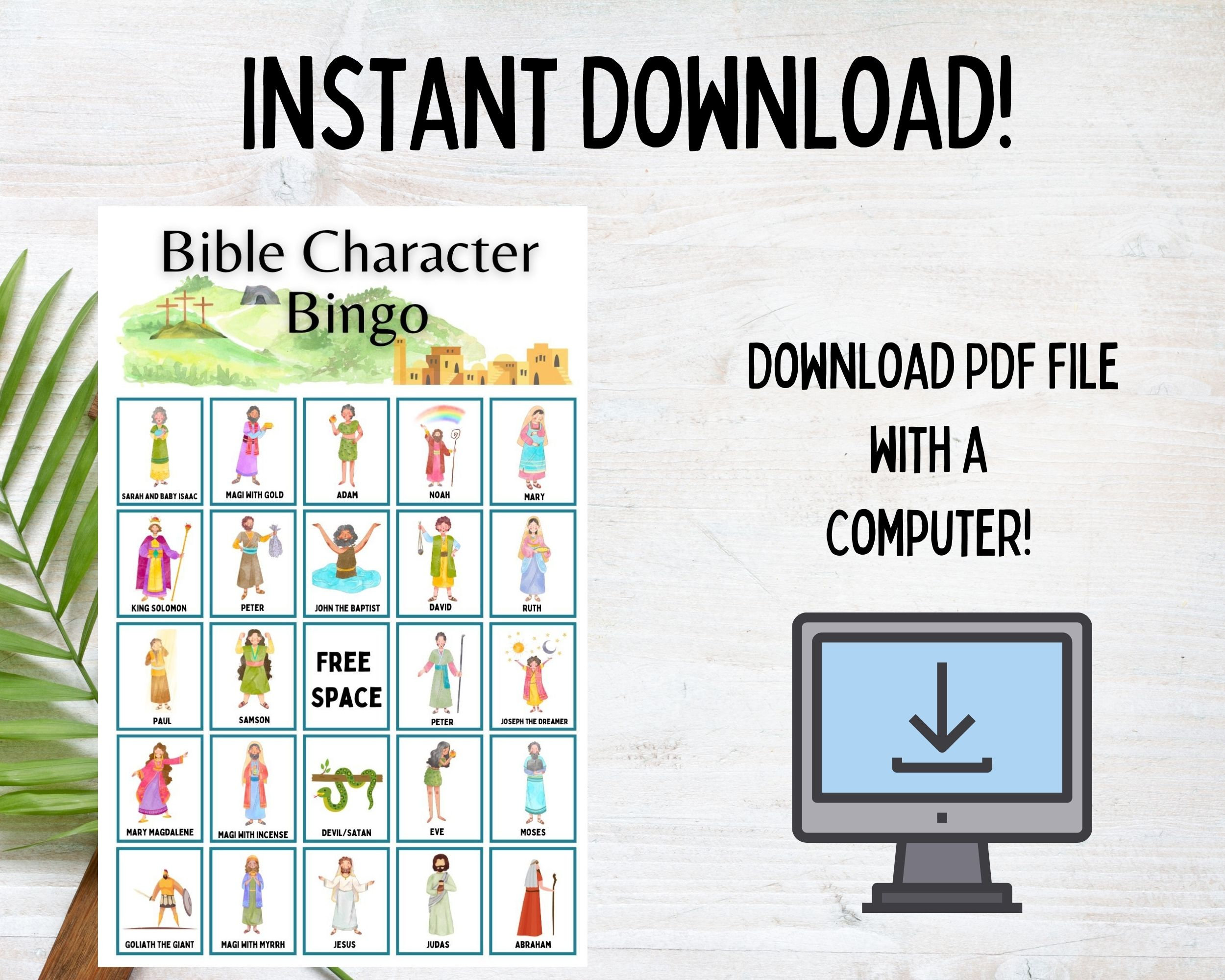 Kids Bible Bingo Game Bible Character Bingo Kids Faith Bingo Game ...