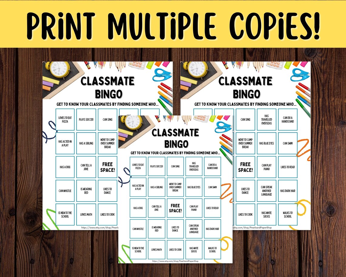 Classmate Bingo Game | School Bingo Game | Printable Bingo Game |back ...