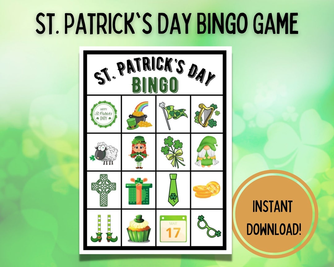 Printable St. Patrick's Day Bingo Game | Children's St. Patrick's Bingo ...
