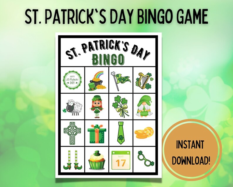 Printable St. Patrick's Day Bingo Game | Children's St. Patrick's Bingo ...