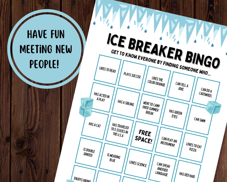 Ice Breaker Bingo Game | Kids Ice Breaker Game | Ice Breaker Bingo Game ...