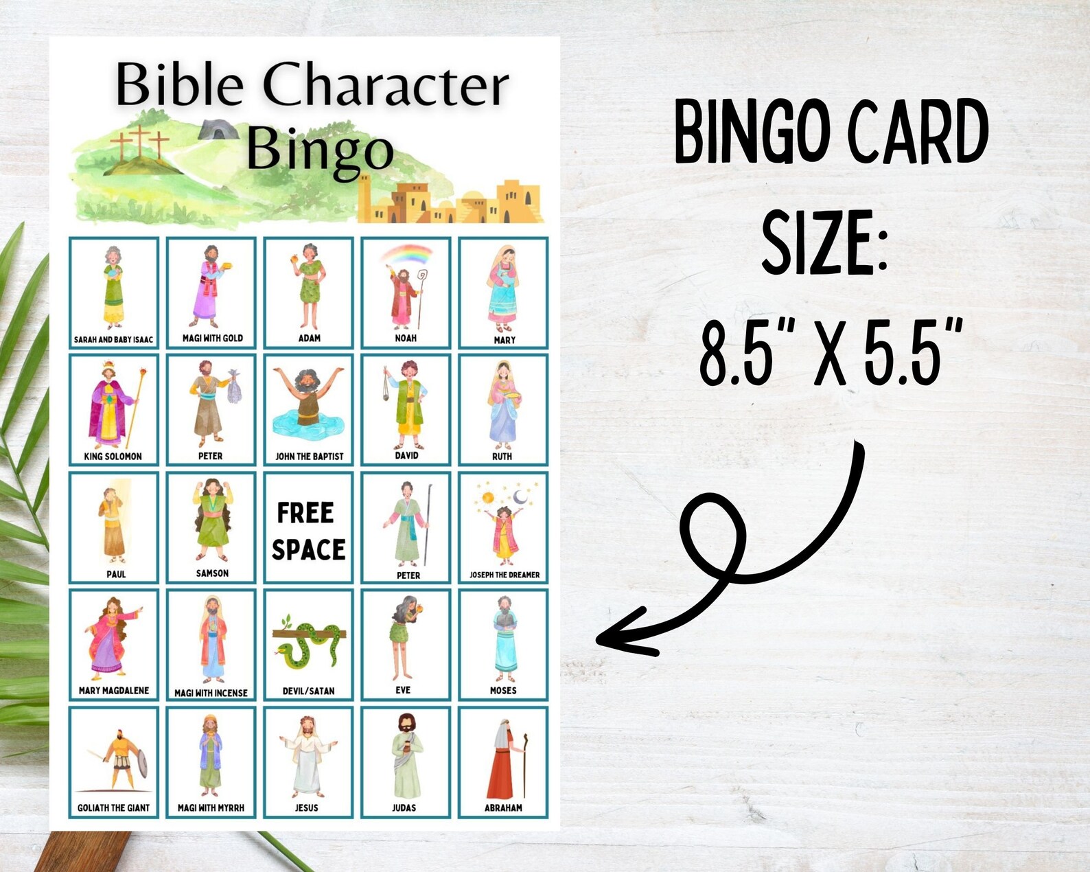 Kids Bible Bingo Game Bible Character Bingo Kids Faith Bingo Game ...