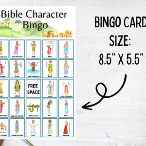 Kids Bible Bingo Game | Bible Character Bingo | Kids Faith Bingo Game ...