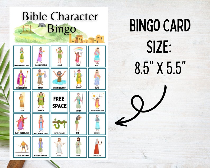 Kids Bible Bingo Game | Bible Character Bingo | Kids Faith Bingo Game ...
