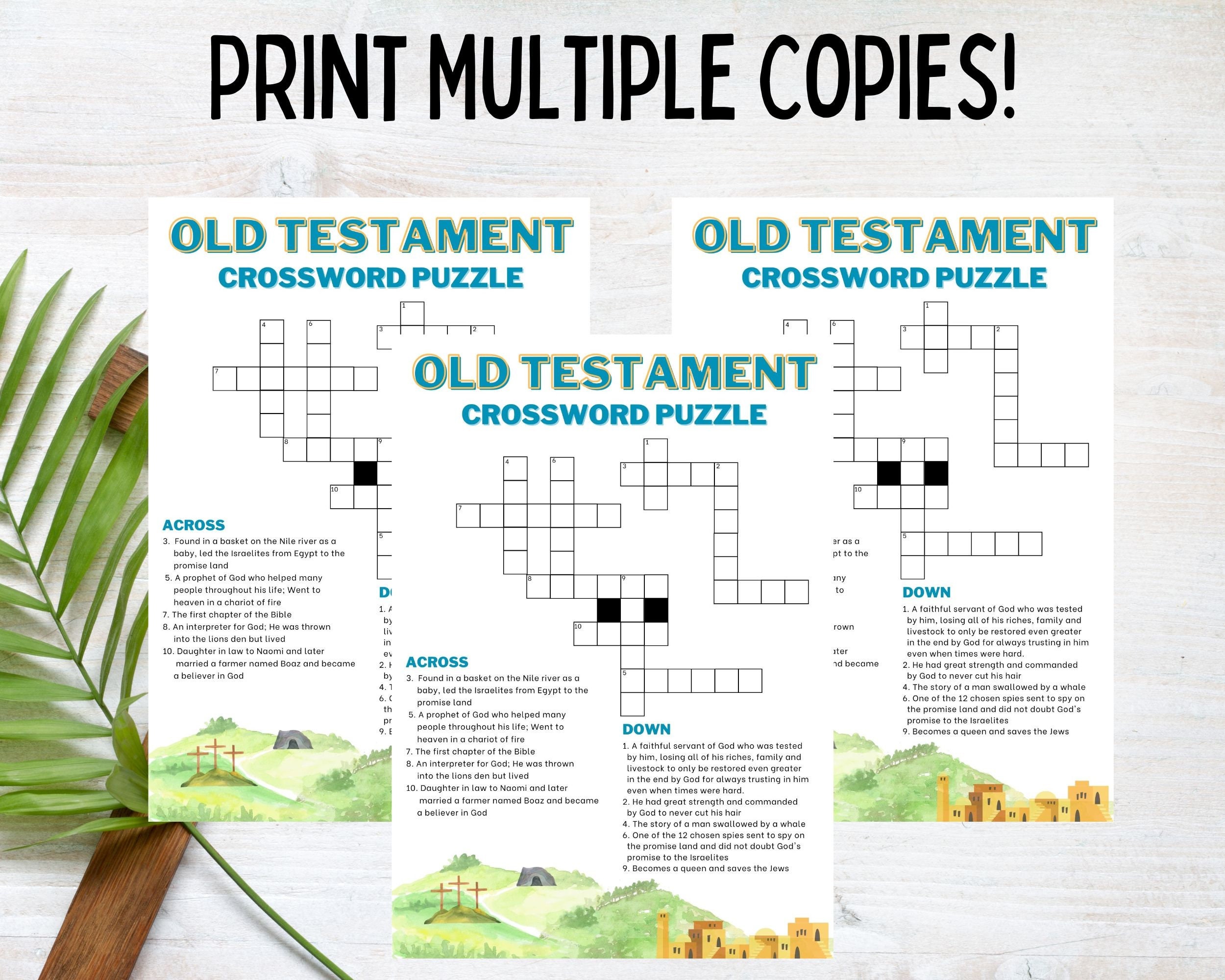 Old Testament Crossword Puzzle | Bible School Games | Sunday School ...