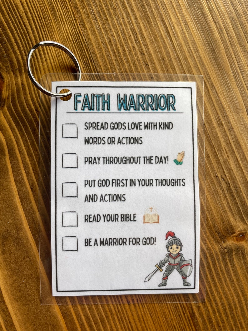 Faith Warrior Card for Kids Prayer Card for Children Checklist Worship ...