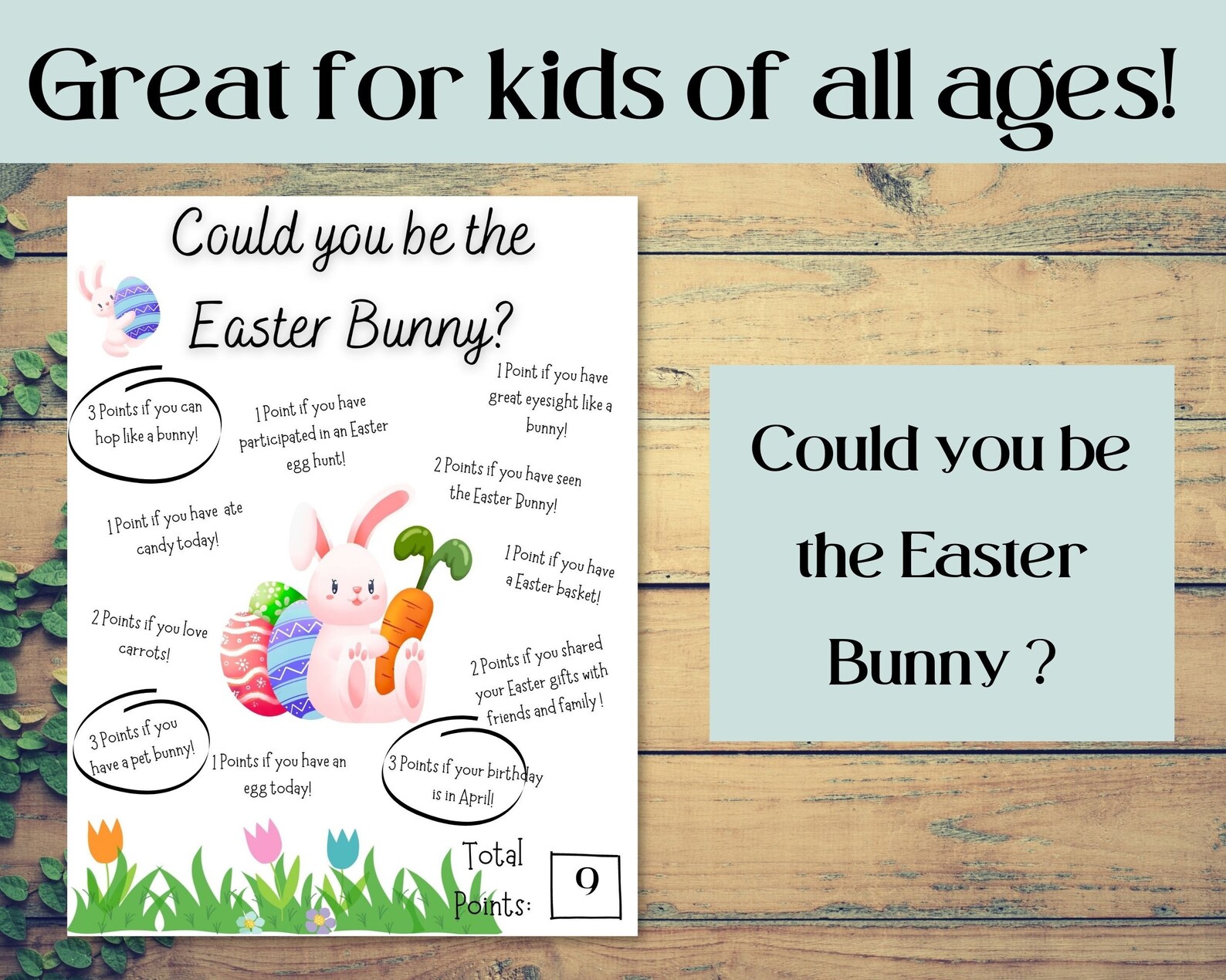 Printable Could You Be the Easter Bunny Game, Children's Easter Game ...