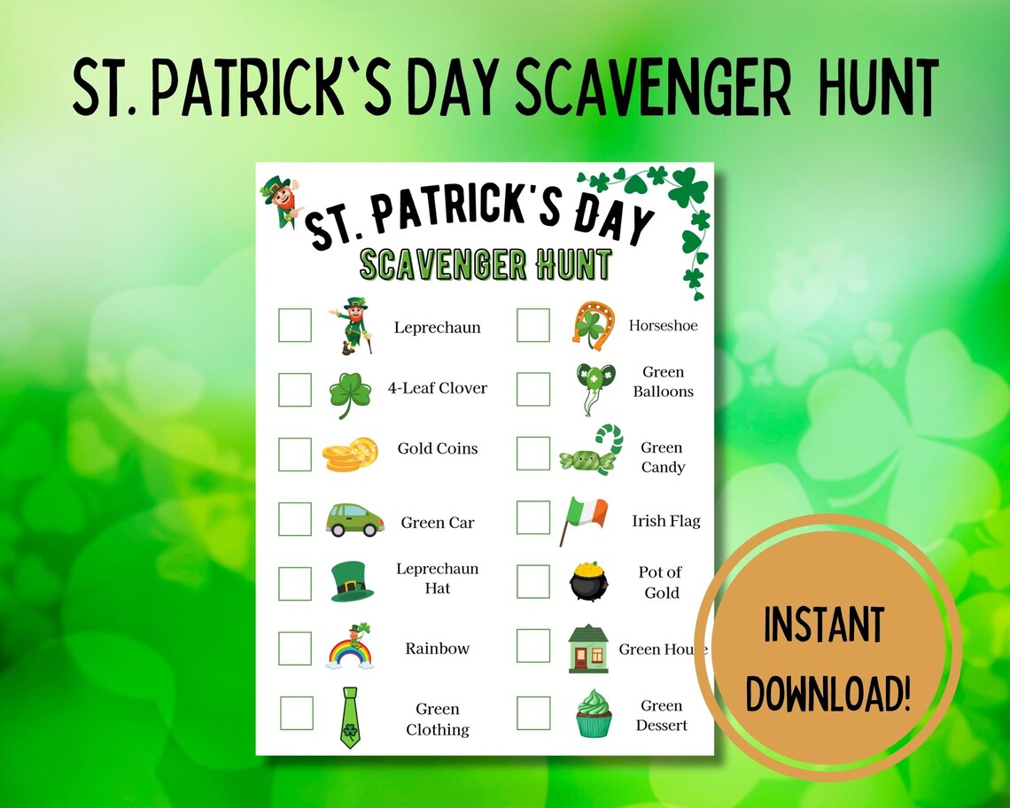 Printable St. Patrick's Day Scavenger Hunt | St. Patrick's Day Activity ...